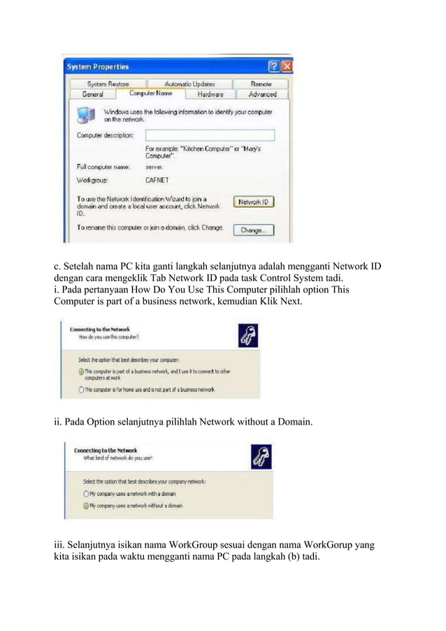 Cara setting jaringan warnet | PDF