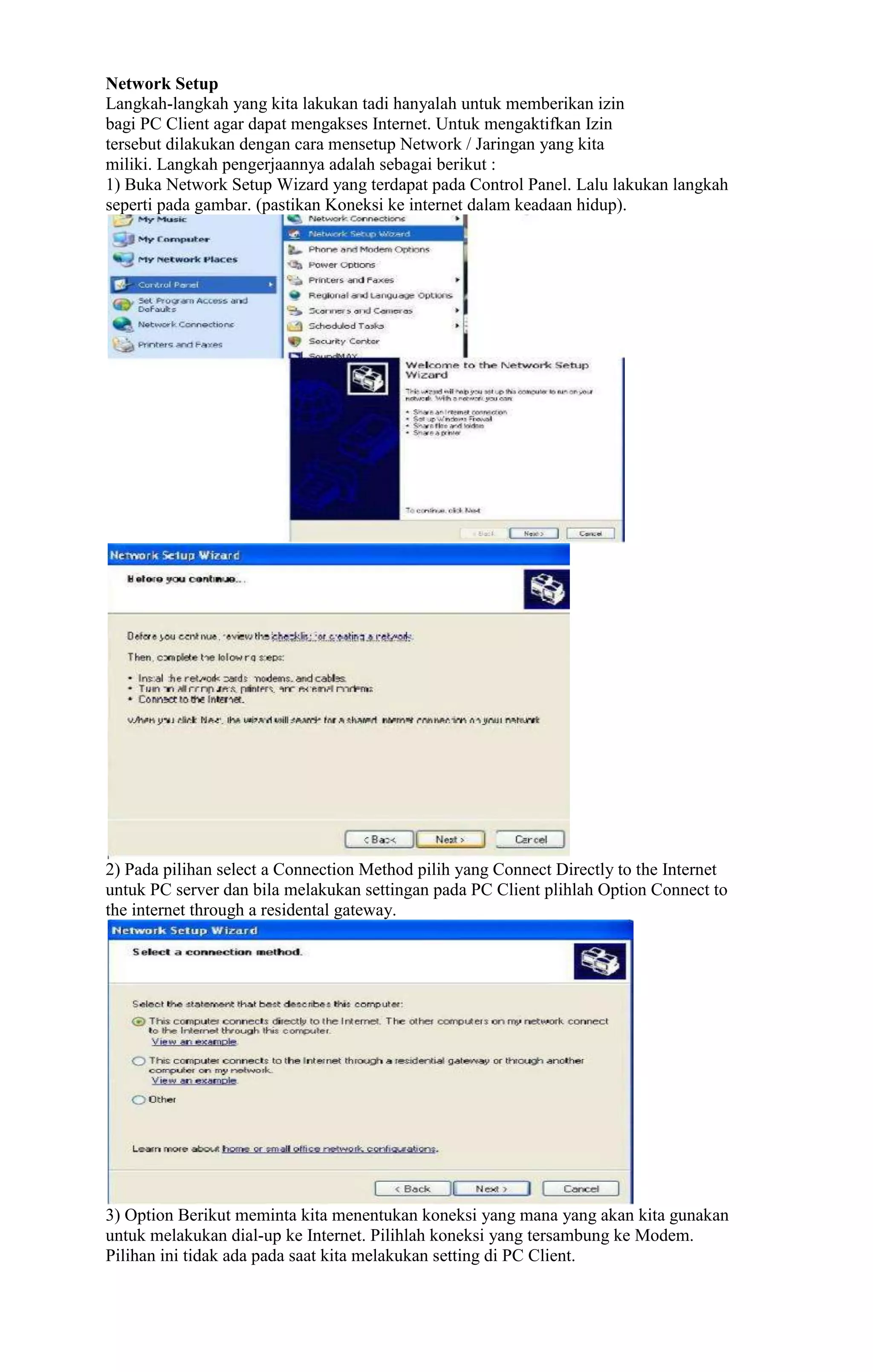 Cara setting lan network internet server dengan client | DOCX