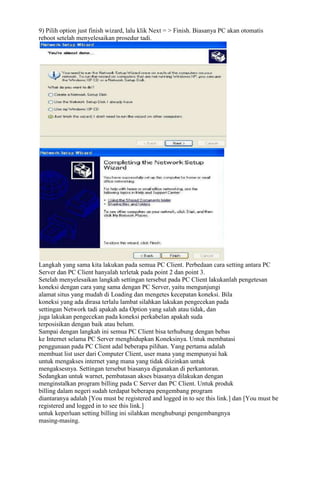 Cara setting lan network internet server dengan client | DOCX