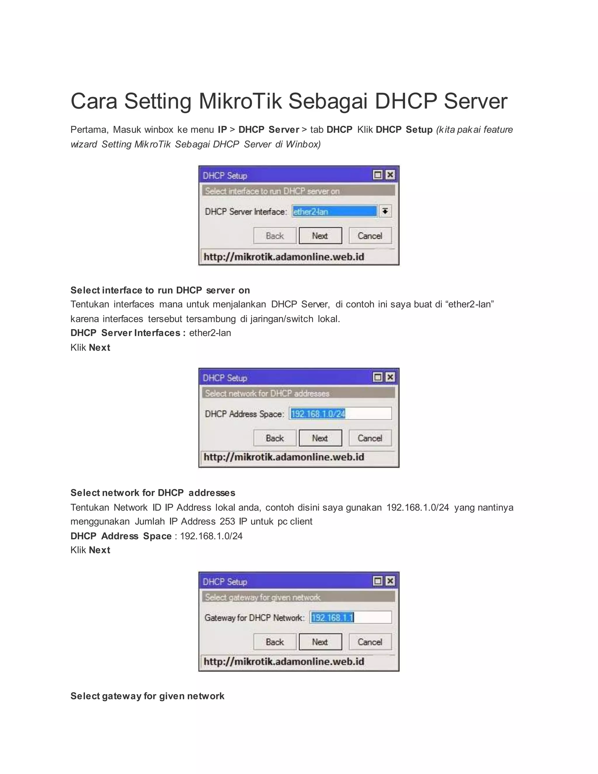 Cara setting mikrotik dynov | PDF