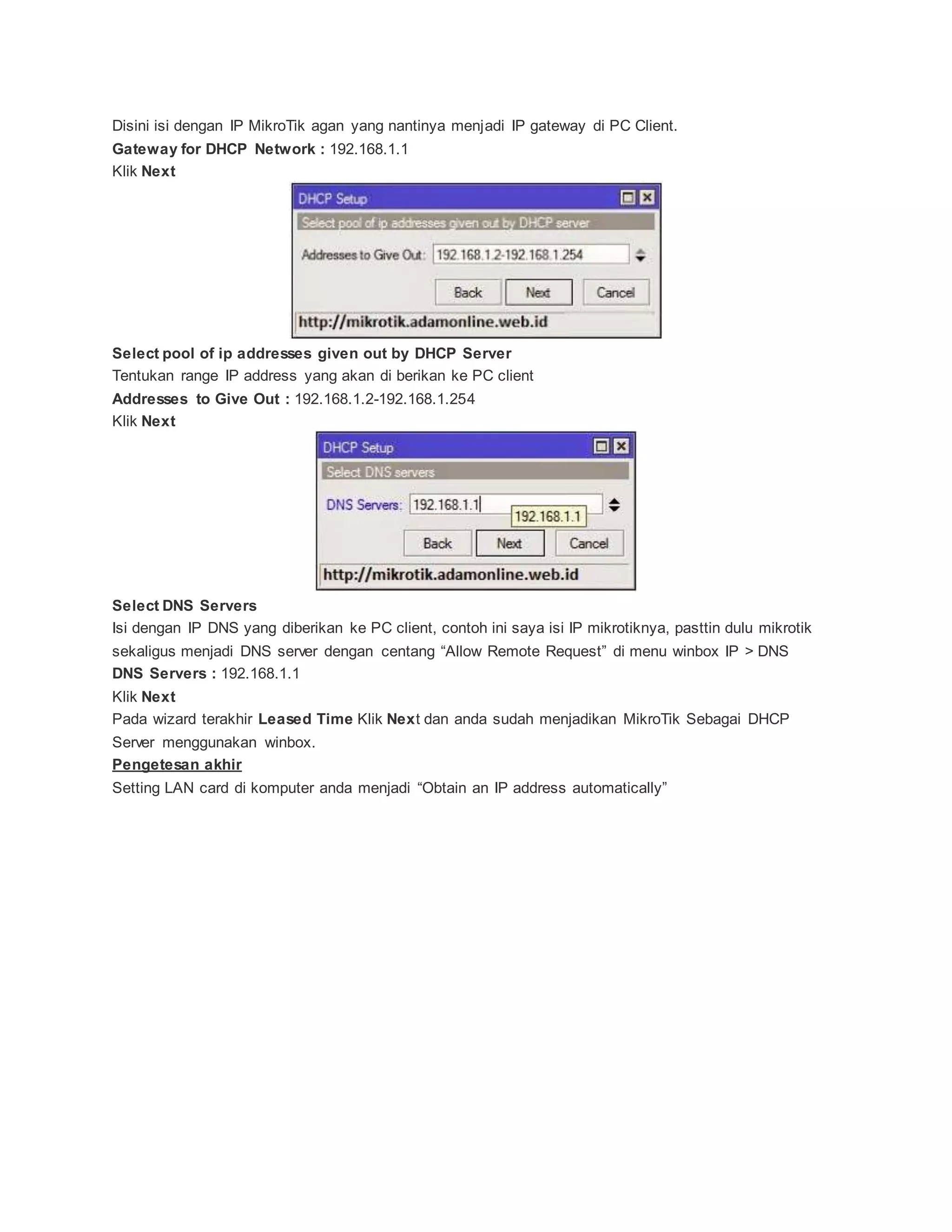 Cara setting mikrotik dynov | PDF