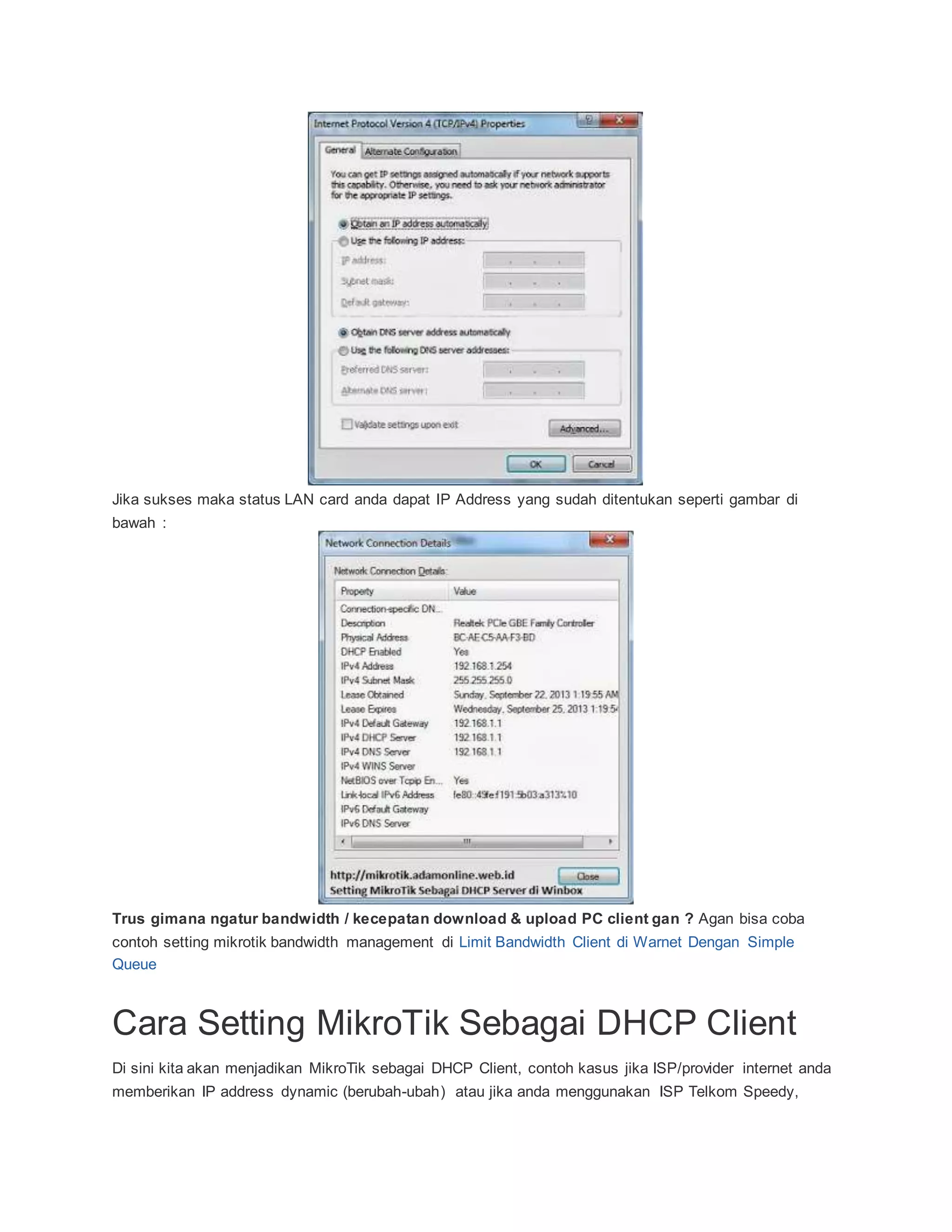 Cara setting mikrotik dynov | PDF