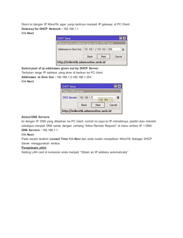 Cara setting mikrotik dynov | PDF
