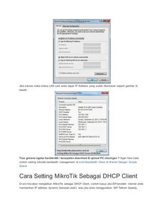 Cara setting mikrotik dynov | PDF