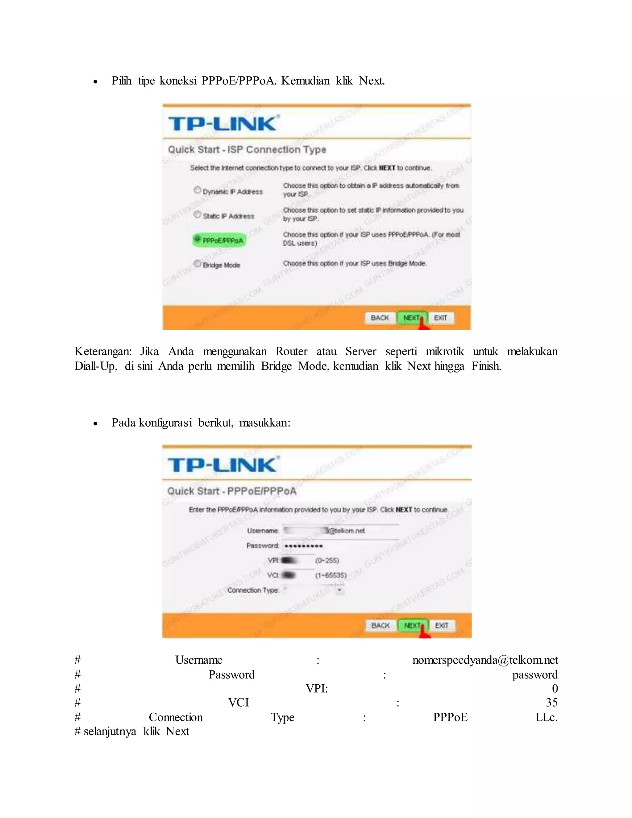 Cara setting modem adsl tp | PDF