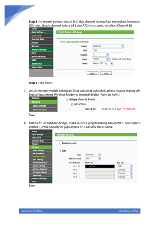 Cara setting point to point AP TPLINK 5210g | PDF