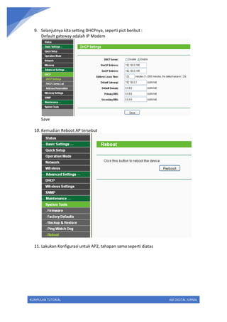Cara setting point to point AP TPLINK 5210g | PDF