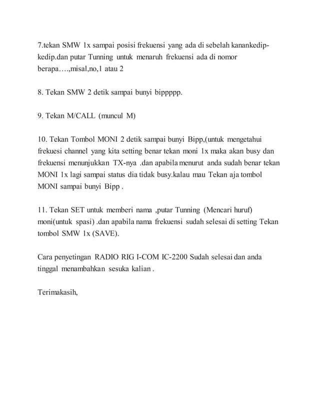 Cara setting radio icom 2300 | DOCX