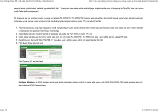Cara setting router tp link untuk fast net (firstmedia) - subarkah | PDF