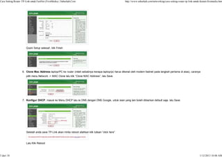 Cara setting router tp link untuk fast net (firstmedia) - subarkah | PDF