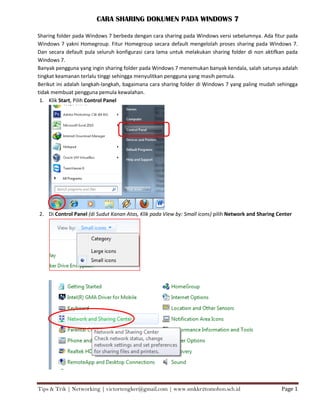 Cara sharing dokumen pada windows 7 | PDF