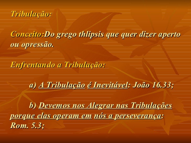 Caráter Cristão - aula 8 - tribulação