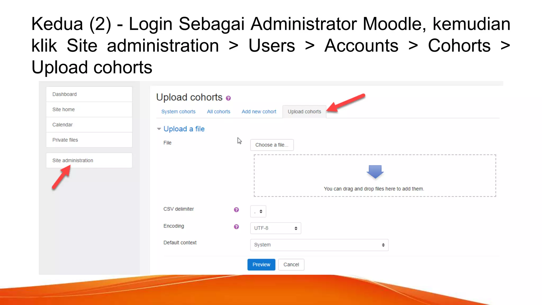 Cara upload cohort pada moodle | PPT