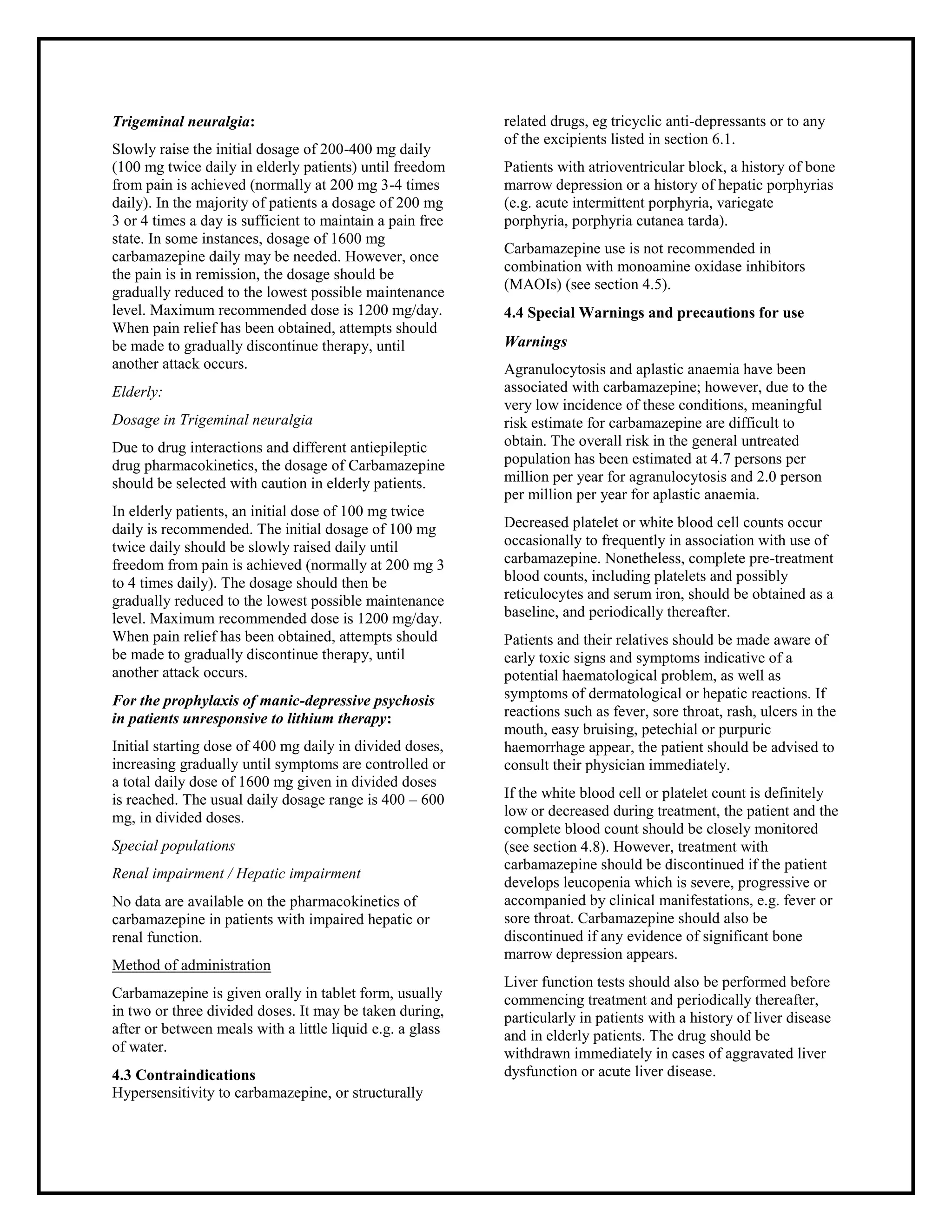 Carbamazepine 200 mg tablets smpc taj pharmaceuticals | PDF