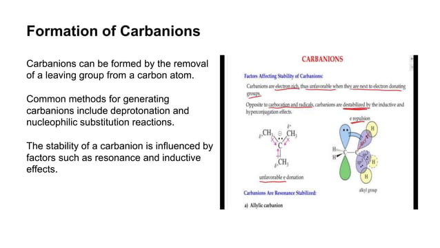 Carbanion and carbocation power point presentation | PPTX | Chemistry ...