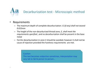 Carburization & Decarburization in Fasteners | PDF