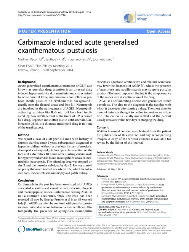 Carbimazole induced agep | PDF