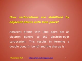 Carbocations and factors affecting their stability | PDF