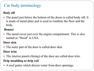 car body terminology, Drip moulding, Door trim | PPT