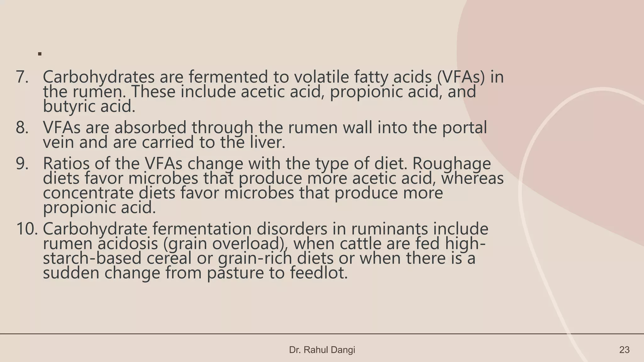 Carbohydrate digestion and metabolism in Ruminants Carbohydrate ...