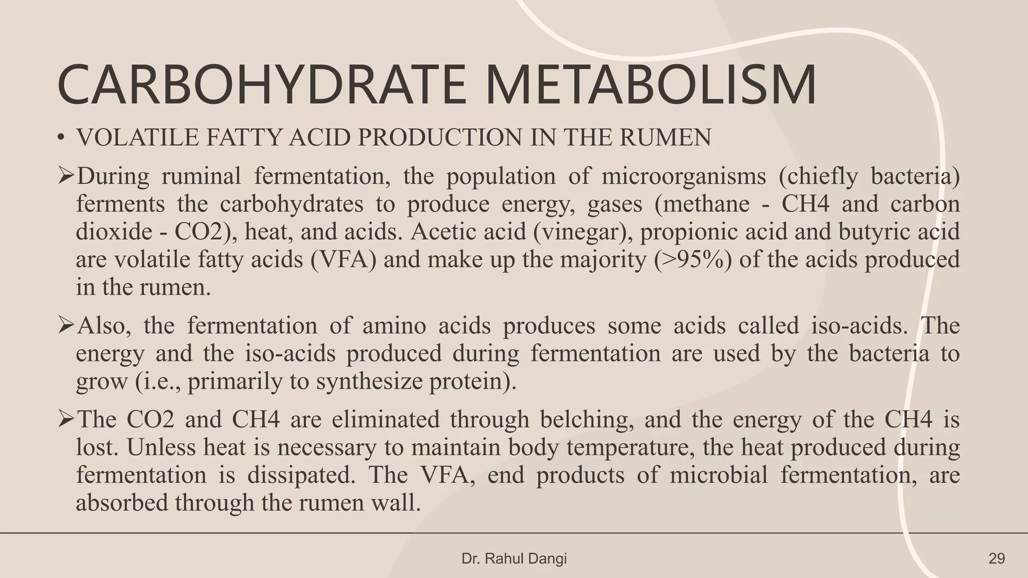 Carbohydrate digestion and metabolism in Ruminants Carbohydrate ...