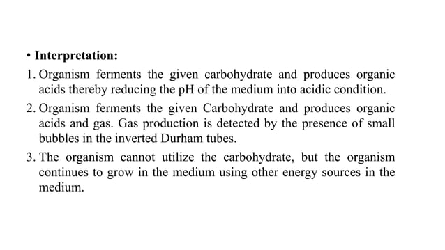 Carbohydrate fermentation test 1 | PPTX | Chemistry | Science