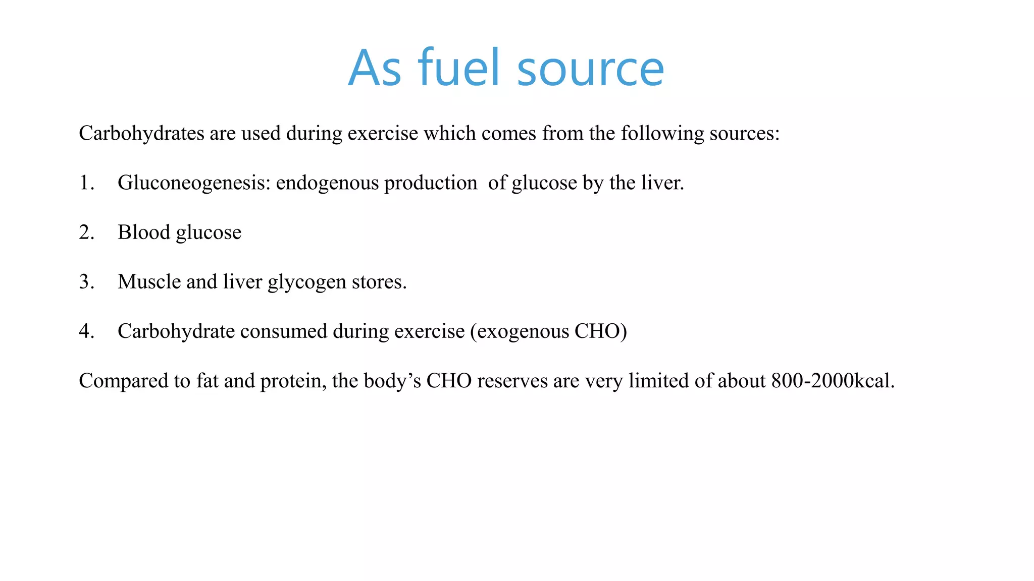 Carbohydrate for exercise | PPTX