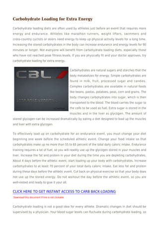 Carbohydrate loading for extra energy | PDF