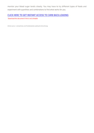 Carbohydrate loading for extra energy | PDF