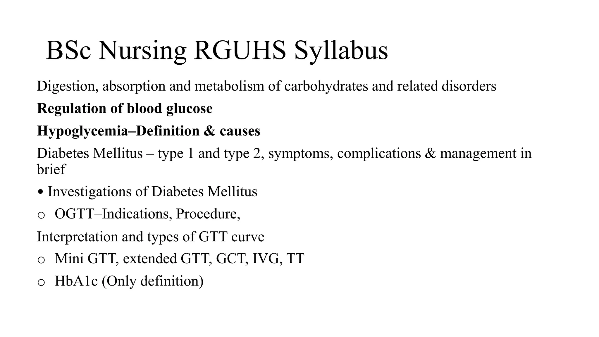 Carbohydrate Metabolism Regulation of blood glucose and disorders Nursing.pdf