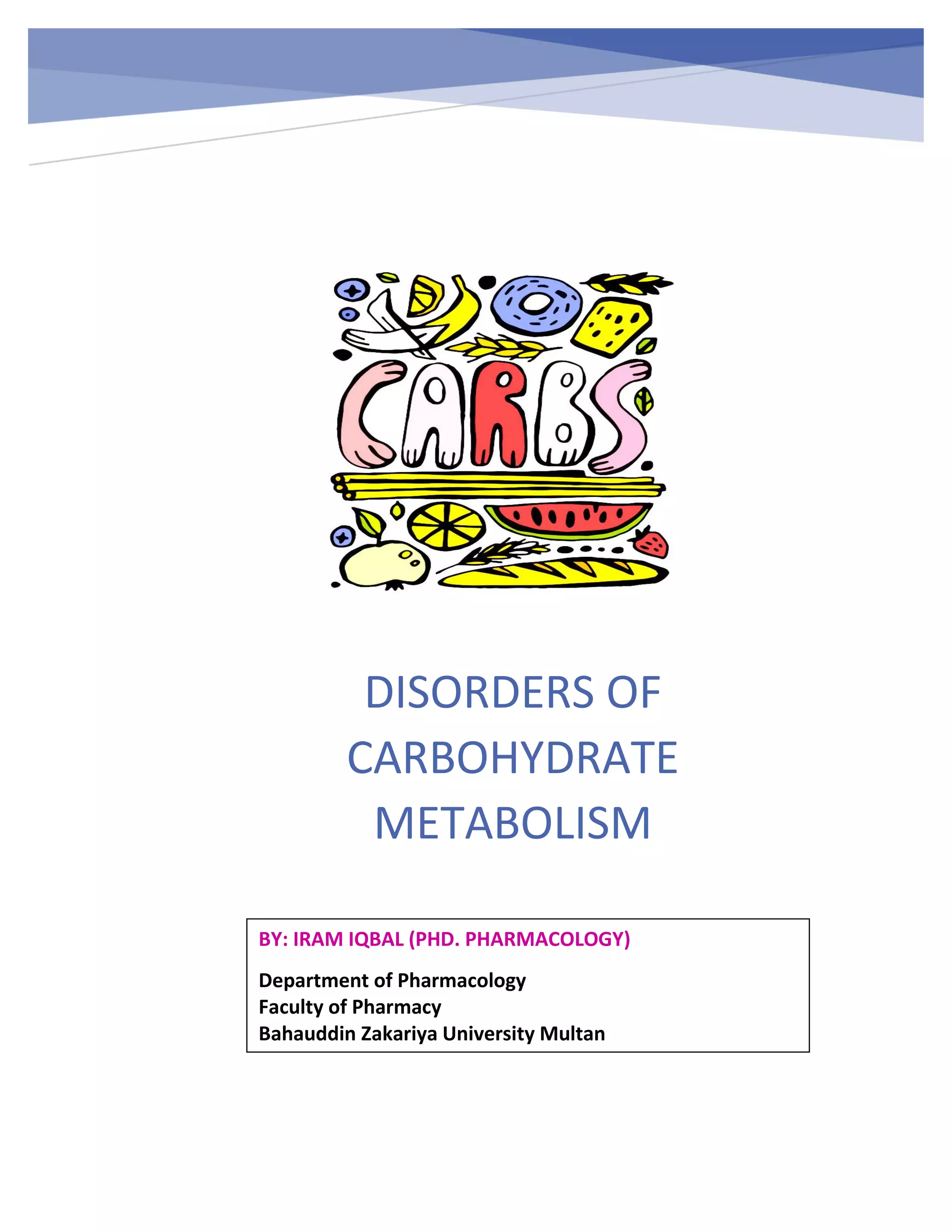 disorders of Carbohydrate metabolism | PDF