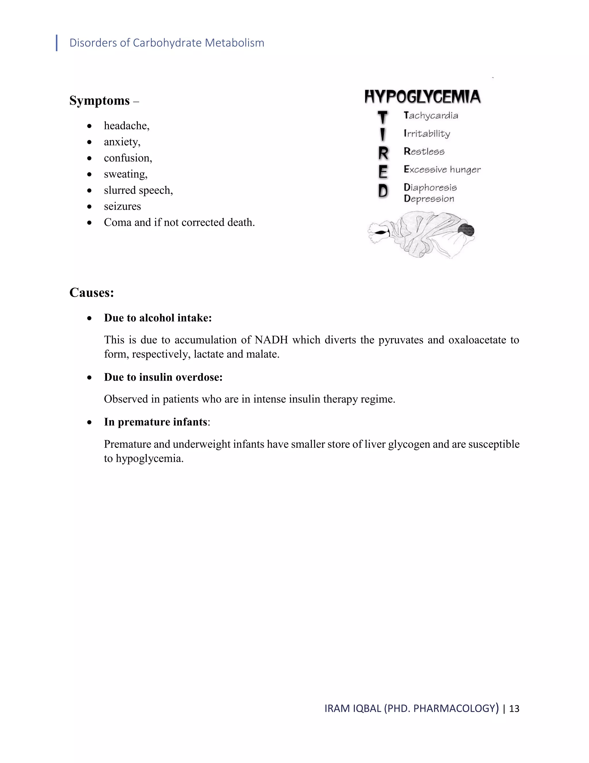 disorders of Carbohydrate metabolism | PDF