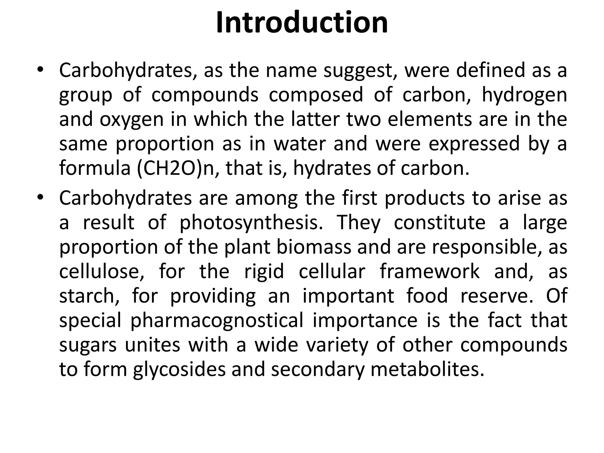 Carbohydrates- classification, identification and biosynthesis | PPTX