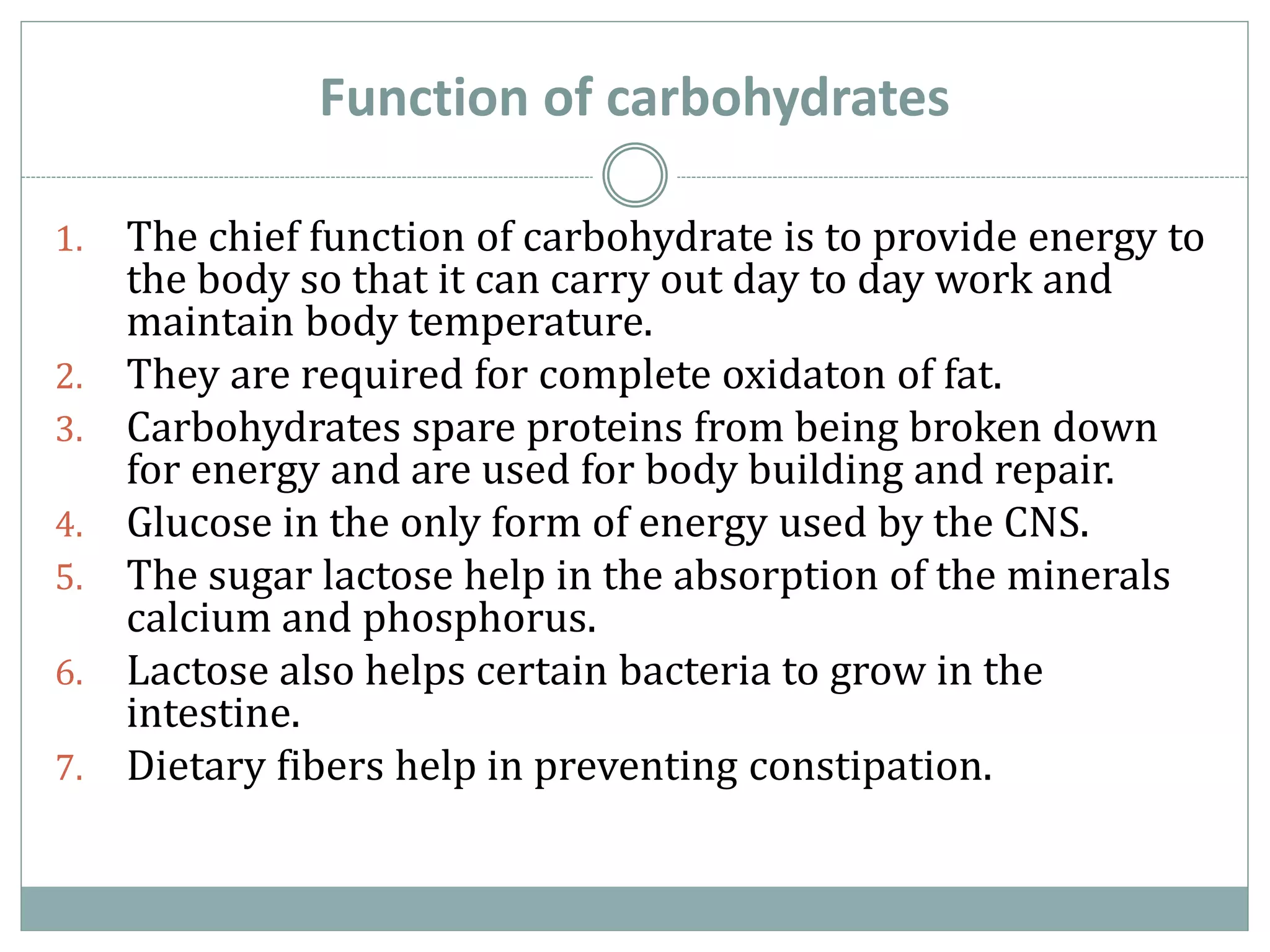 Carbohydrates Unit 2nd of Nutrition | PPTX