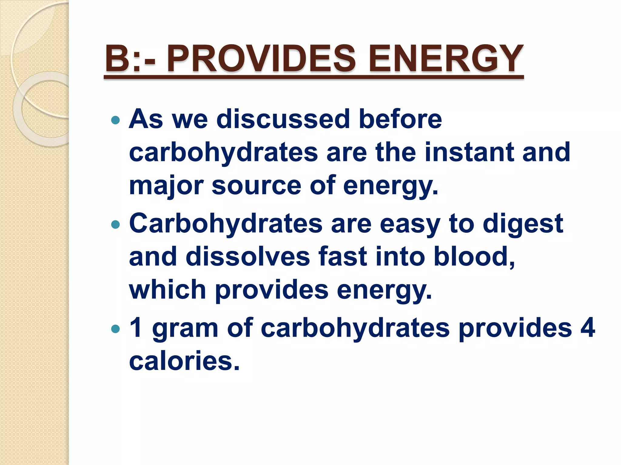 Carbohydrates functions and sources | PPTX