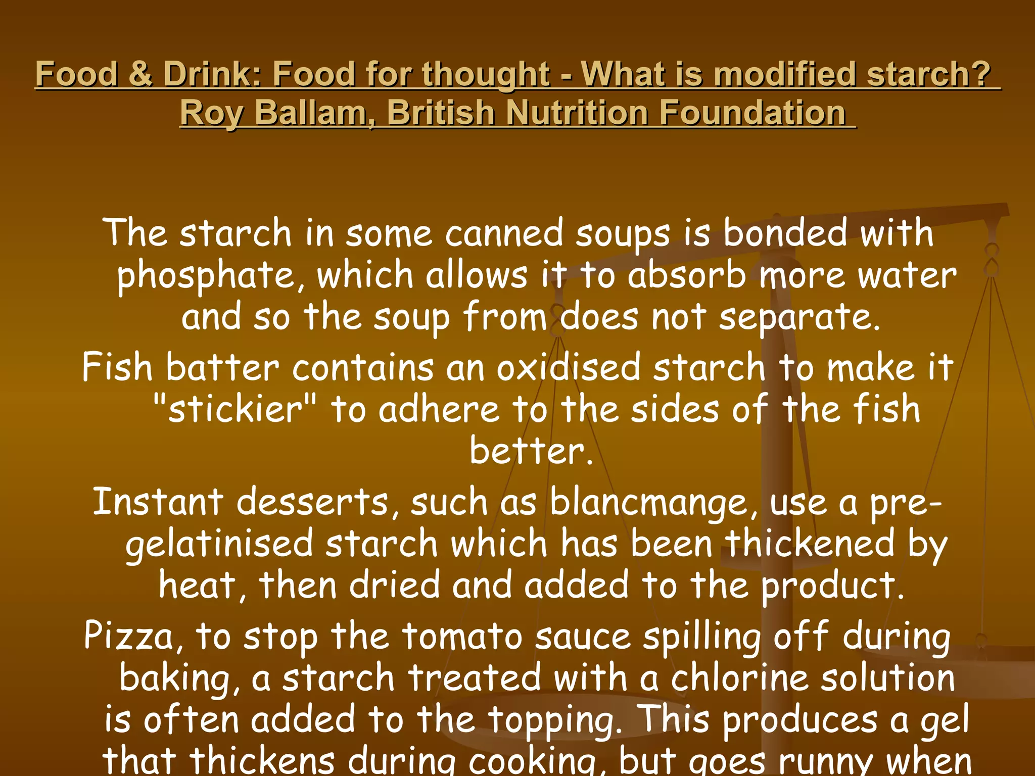 Carbohydrates; gelatinisation and modified starch | PPT