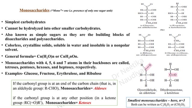 Carbohydrates (Monosaccharides with examples) | PPTX