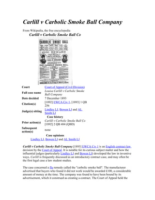 Carbolic smoke ball co | DOC | Law