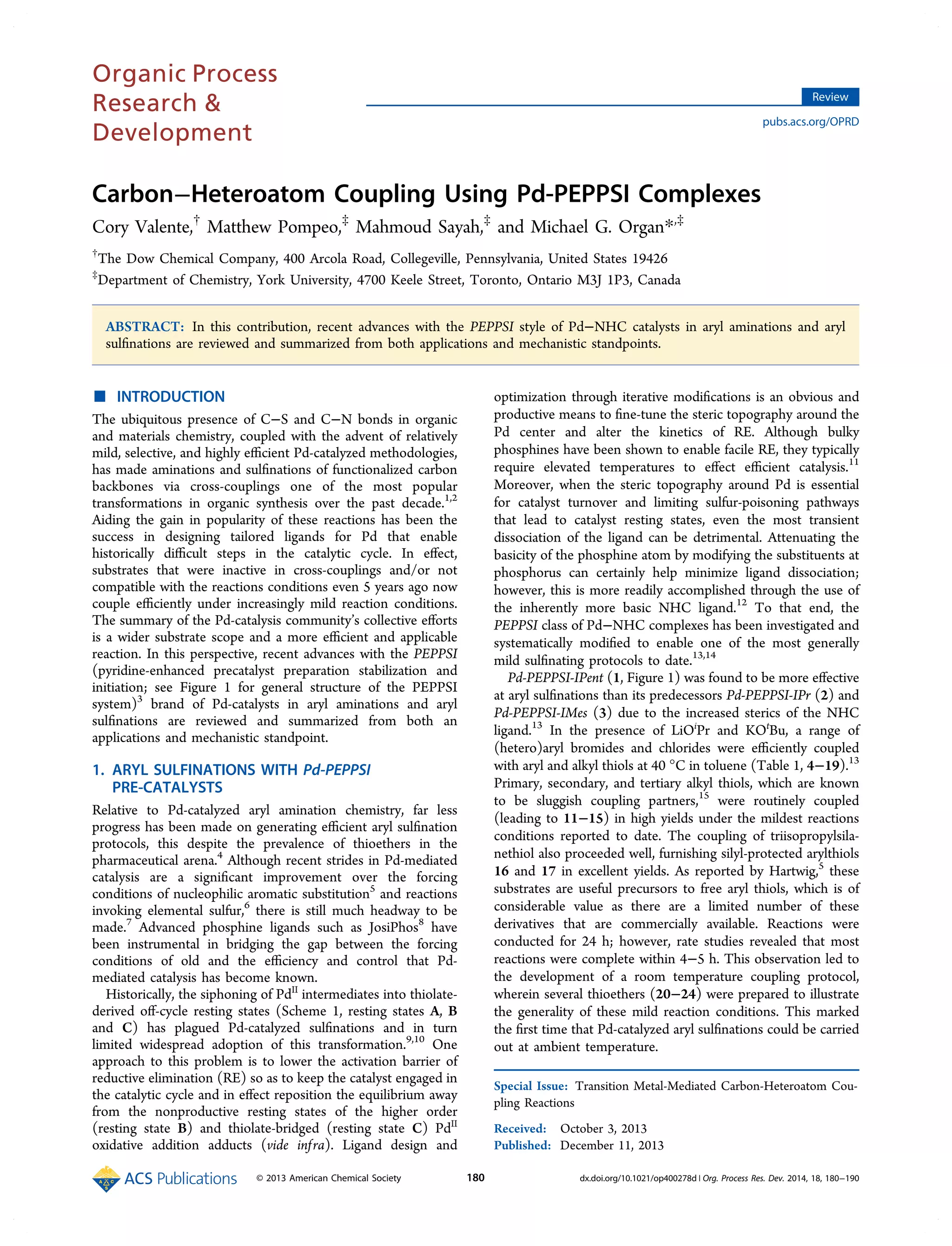 Carbon−Heteroatom Coupling Using Pd-PEPPSI Complexes (1) | PDF