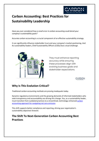 Carbon Accounting: Best Practices for Sustainability Leadership | PDF