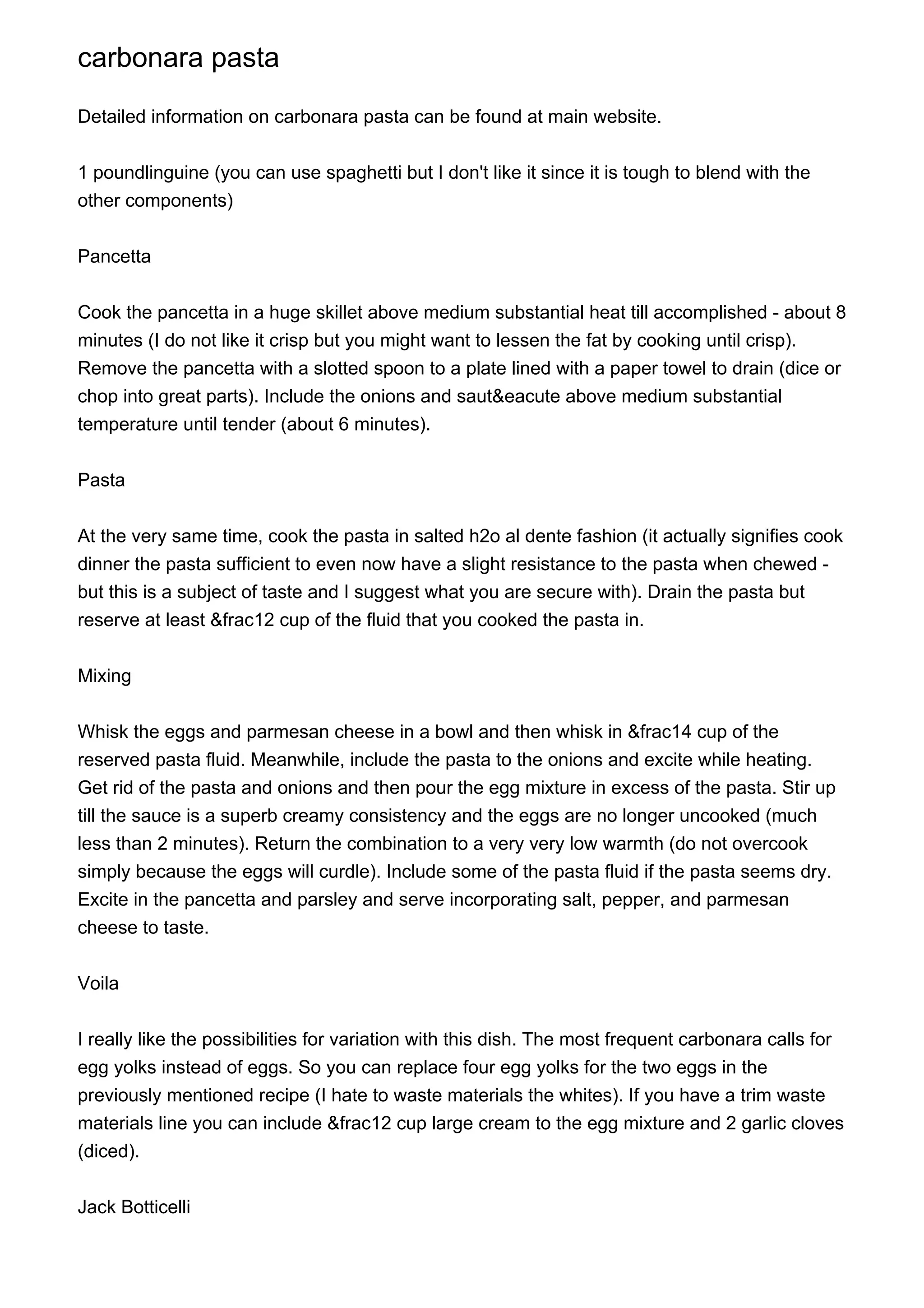 carbonara pasta | PDF | Cooking | Food & Drink