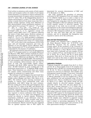 Carbonate removal by acid fumigation for measuring 13 c | PDF