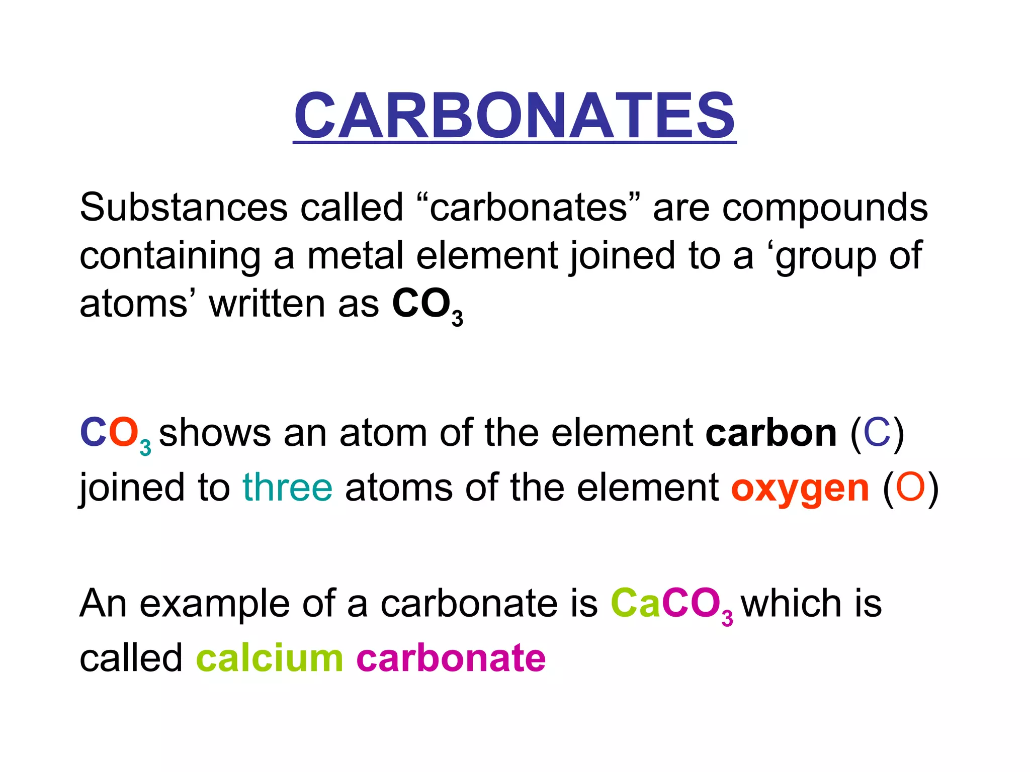 Carbonates equation animation | PPT | Chemistry | Science
