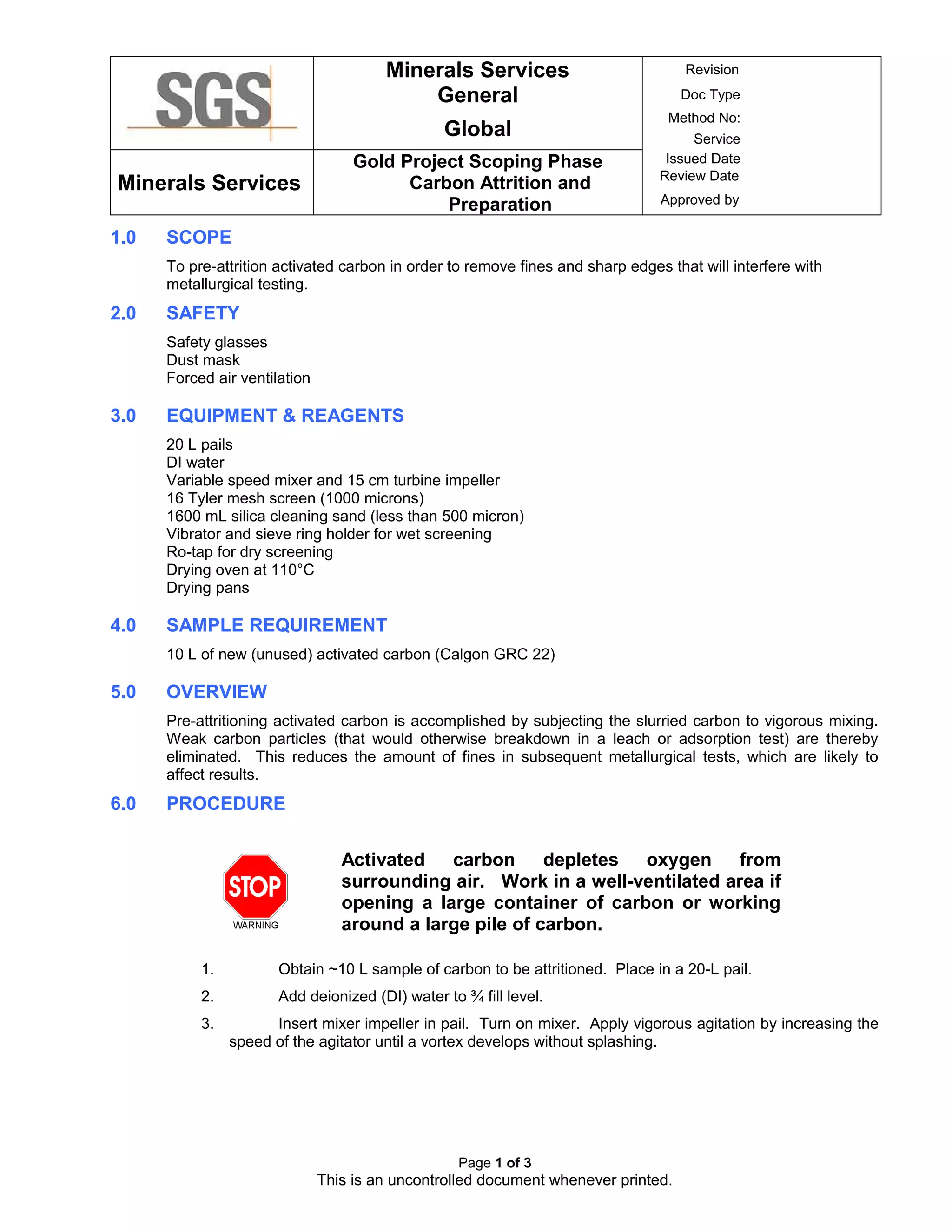 Carbon Attrition and Preparation | DOC