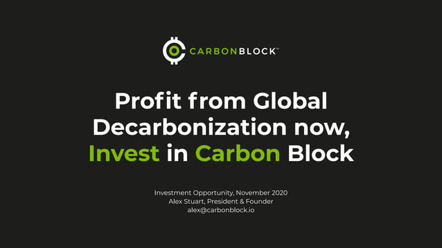 Carbon Block Pitch Deck | PDF | Commodities | Economy