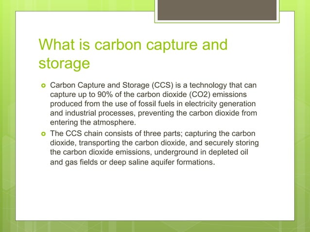 Carbon capture and storage technology | PPTX | Power and Energy ...