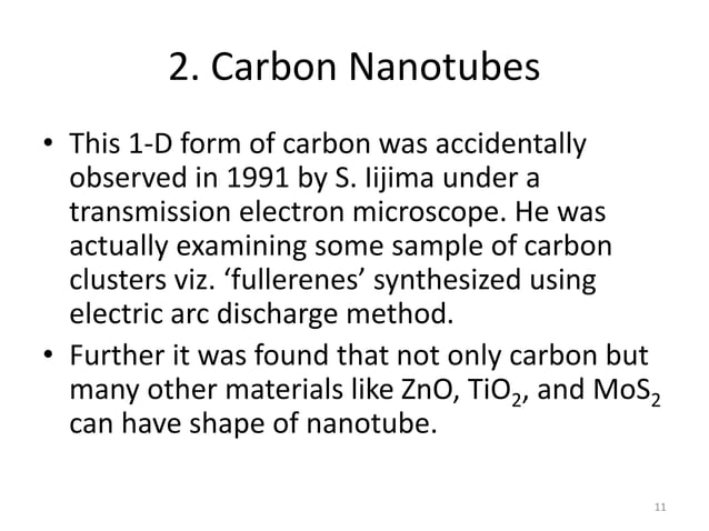 Carbon containing Nanomaterials: Fullerenes & Carbon nanotubes | PPTX ...