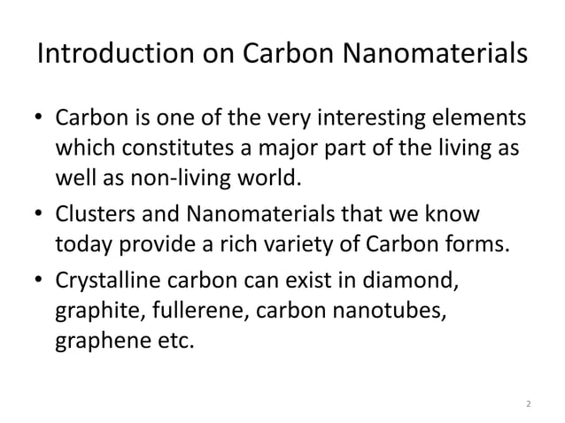 Carbon containing Nanomaterials: Fullerenes & Carbon nanotubes | PPTX ...
