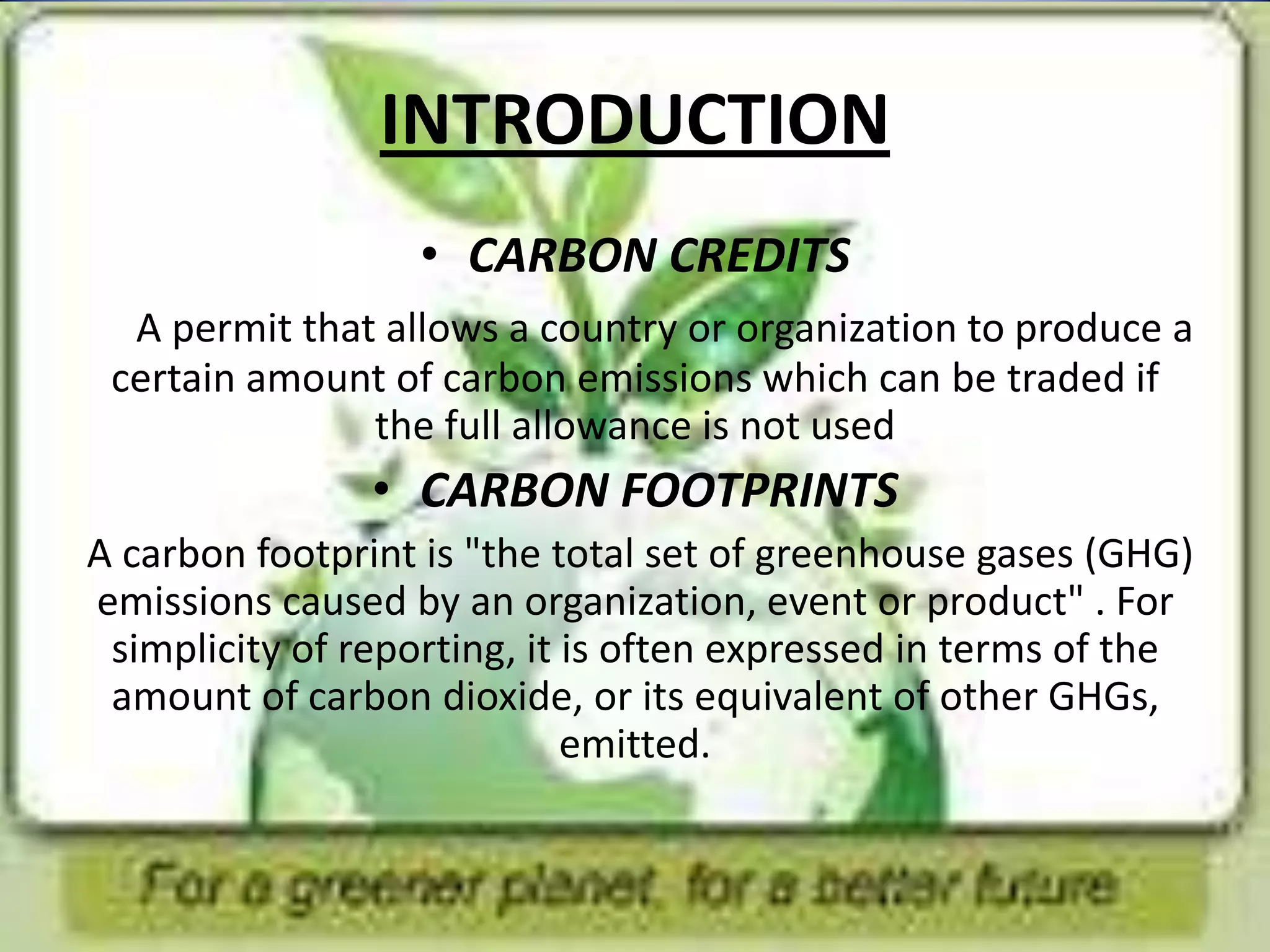 Carbon credits and carbon footprints | PPTX