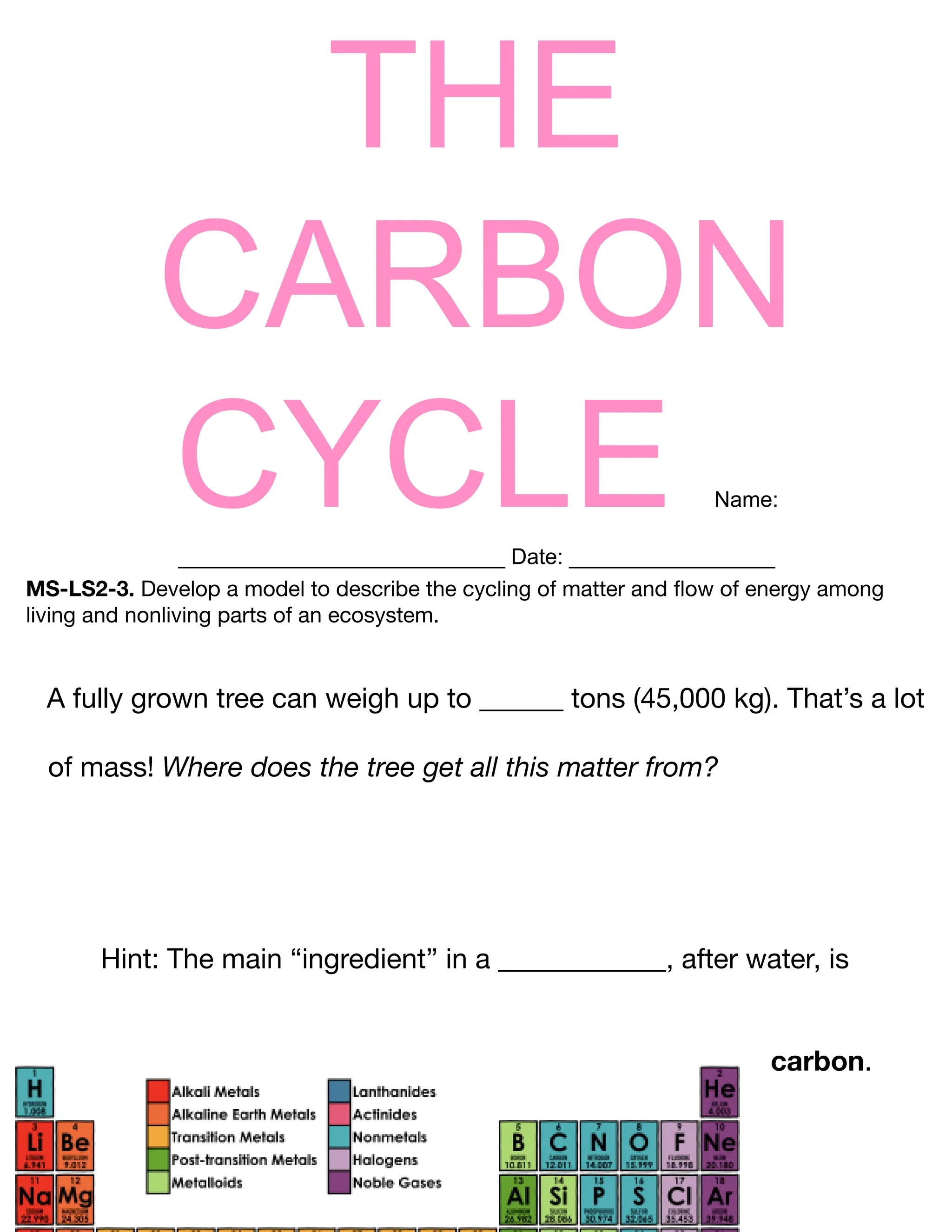 Carbon Cycle Guided Notes.pdf environmental science | PDF